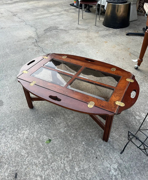 Glass Top Folding Wooden Tray Table – Fig House Vintage
