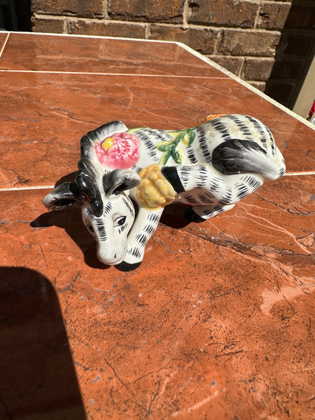 Small Ceramic Zebra With Floral Details – Fig House Vintage