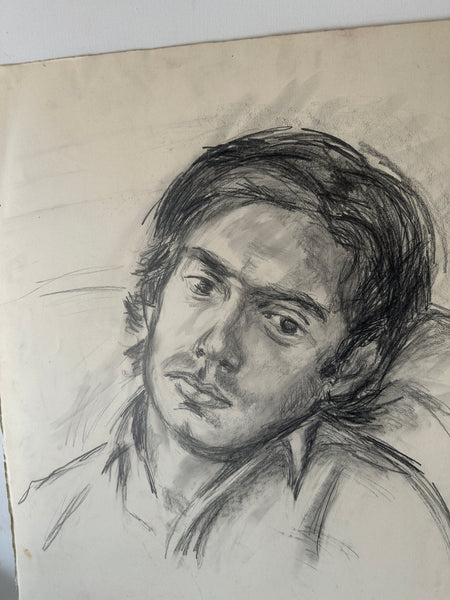 Charcoal Expressionism Drawing of Man – Fig House Vintage