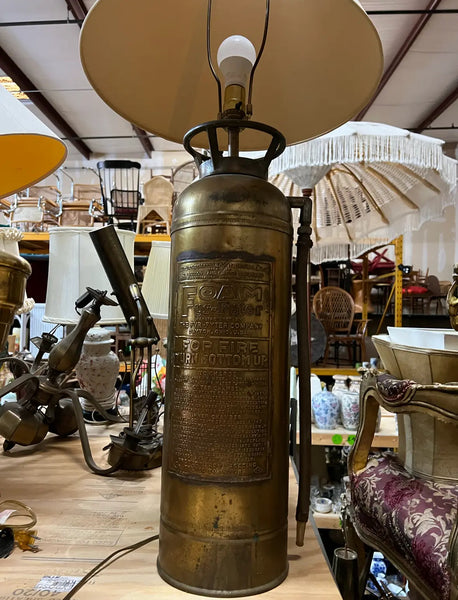 Large Brass Fireman Fire Extinguisher Brass Lamp – Fig House Vintage