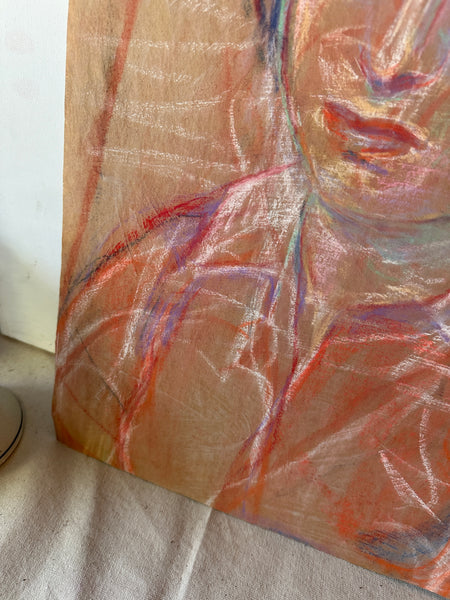Pastels Portrait Abstract Pencil Sketch of Woman – Fig House Vintage