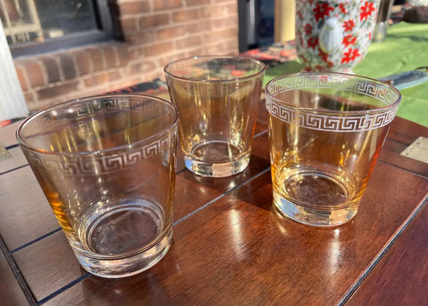 Greek Key Vintage MCM Glasses- Set of 3 – Fig House Vintage