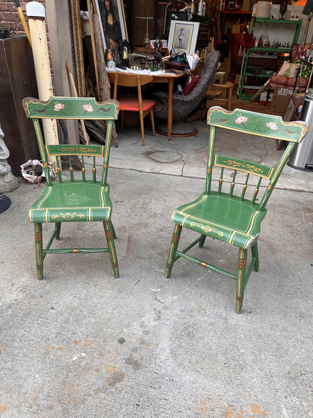 Pair-Green Pennsylvania Folk Art Chairs – Fig House Vintage