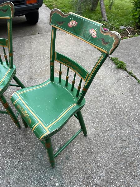 Pair-Green Pennsylvania Folk Art Chairs – Fig House Vintage